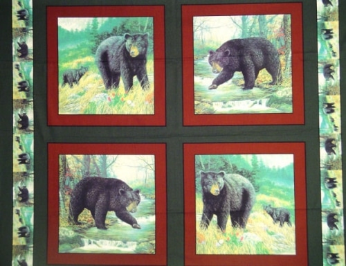 45" Black Bear Panels Fabric | Marshall Dry Goods