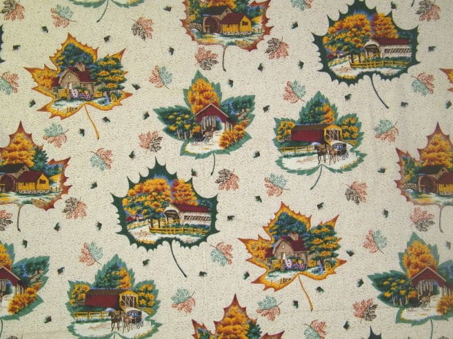 45" Maple Leaf Junction Scenic & Brown Fabric | Marshall Dry Goods