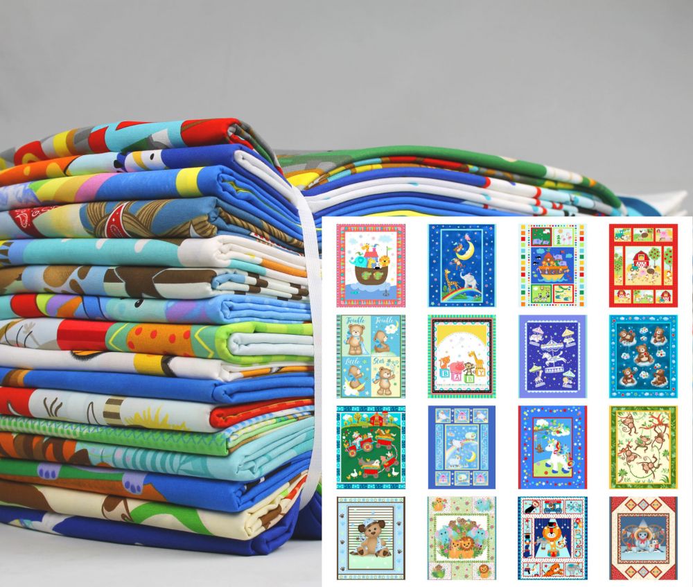 102 Yards 1 Bundle 45" Assorted Baby Panels Fabric | Marshall Dry Goods