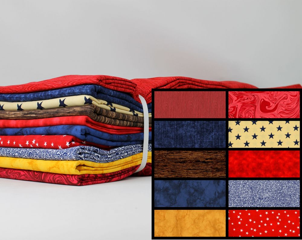 50 Yards 1 Bundle 45" Quilts Of Valor Prints/Patriotic #2 $1.95 Per ...