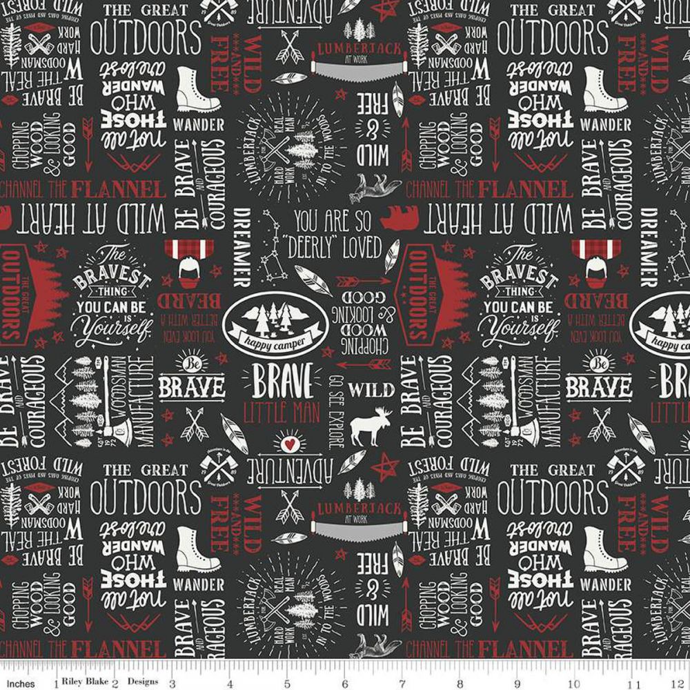 45" Riley Blake Woodsman Text Fabric | Marshall Dry Goods