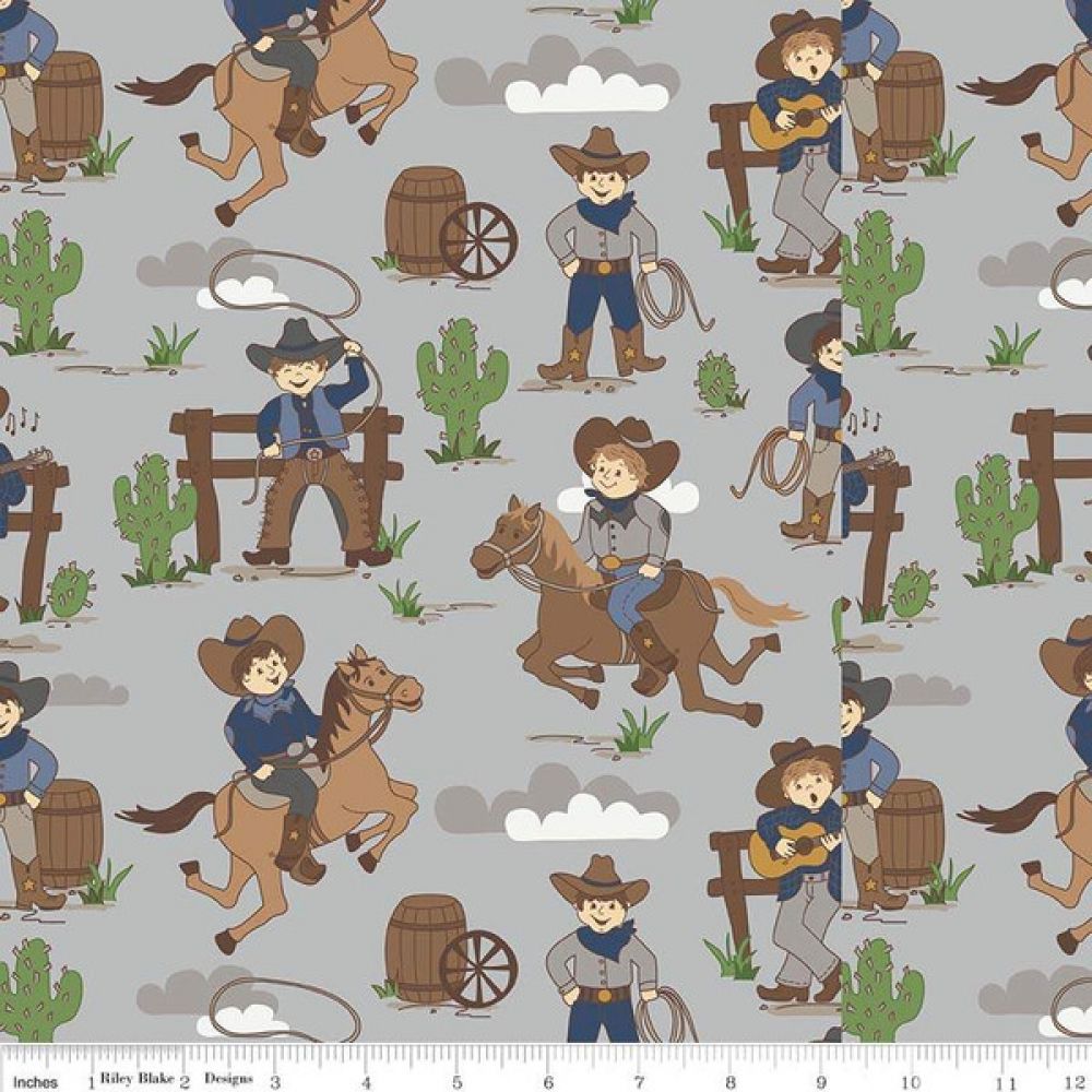 45" Riley Blake Cowboy Gray Flannel Fabric | Marshall Dry Goods