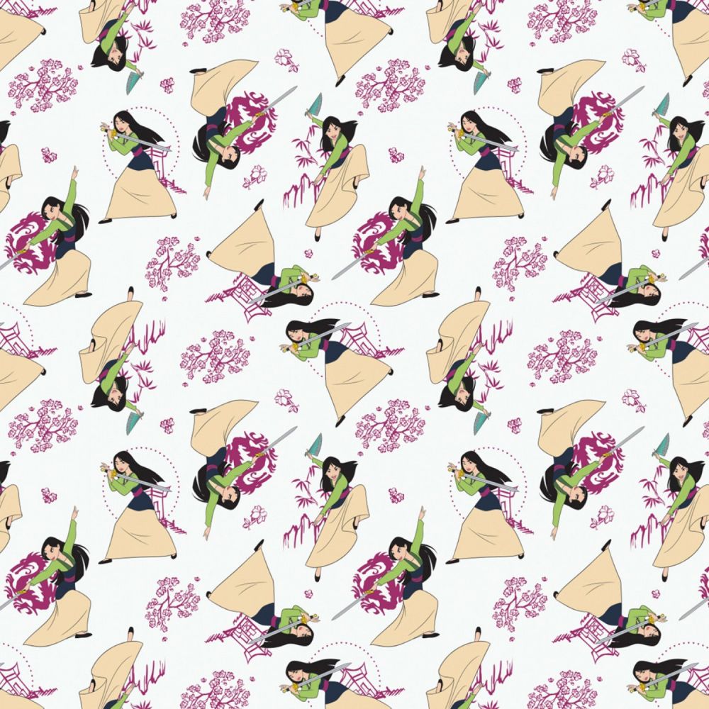 45" Camelot Fabrics Princess Heart Strong Mulan Fabric | Marshall Dry Goods