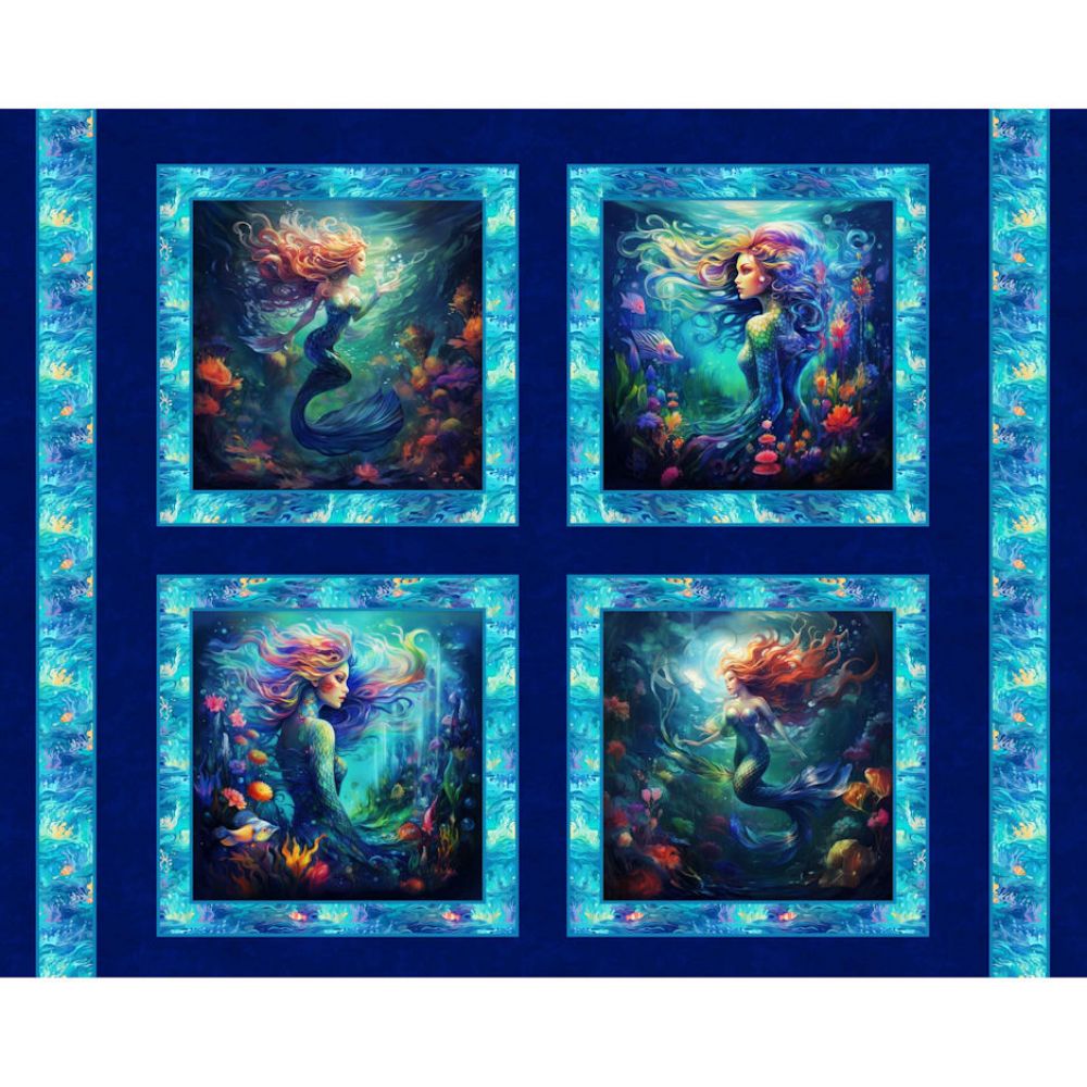 45" MDG Mermaid Of The Seas Pillow Panel Fabric | Marshall Dry Goods