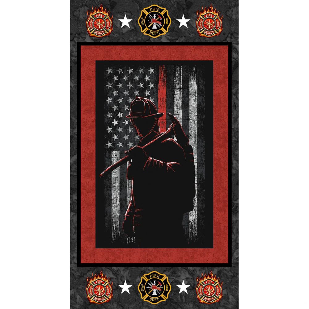 45" Firefighter Red 24" Panel Fabric | Marshall Dry Goods