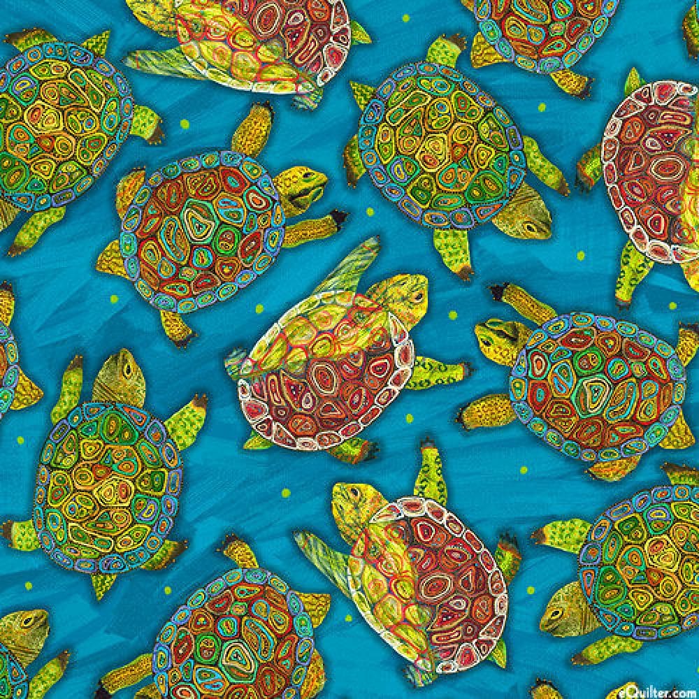 45" Quilting Treasures Mosaic Turtles Fabric | Marshall Dry Goods