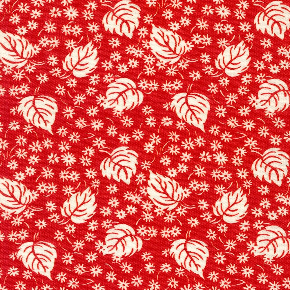 45" Robert Kaufman Daisy's Redworks Fabric | Marshall Dry Goods