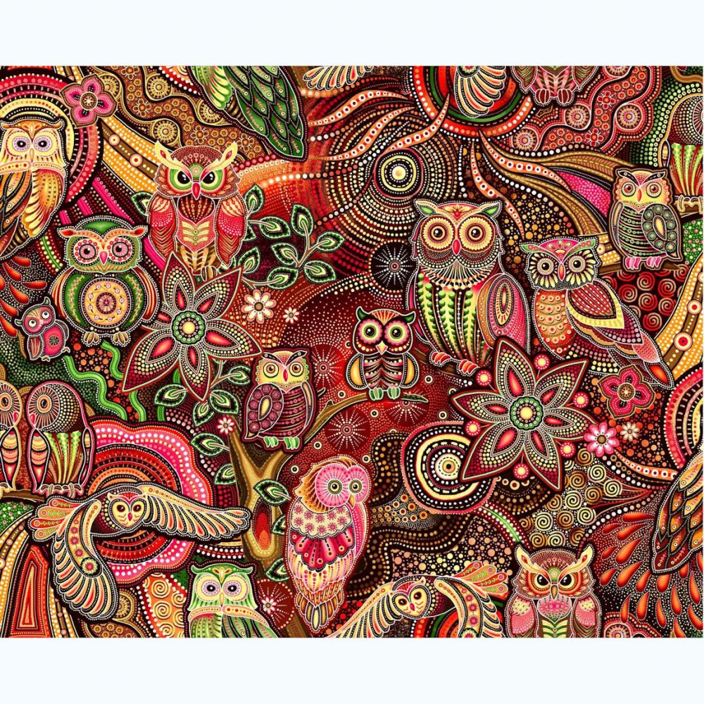 45" Oasis Fabrics Sahul Land Owls Fabric | Marshall Dry Goods