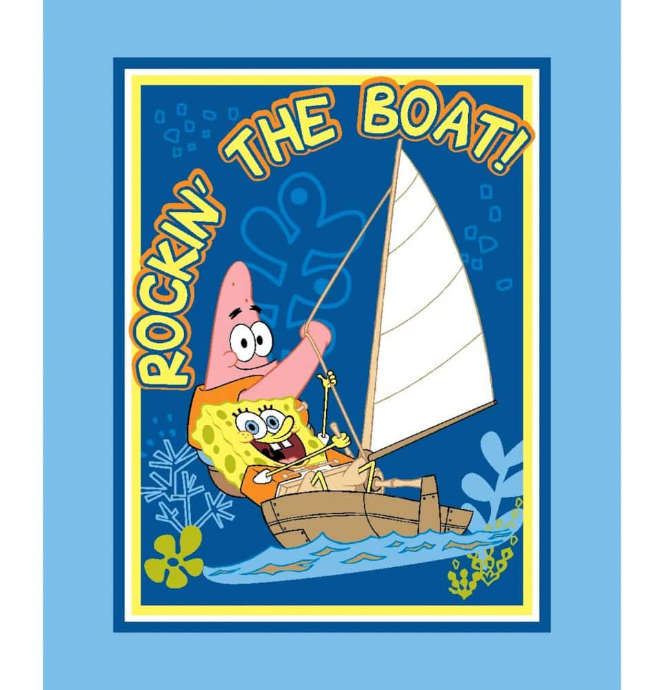 45" SpongeBob Rocking the Boat Panel Fabric Fabric | Marshall Dry Goods