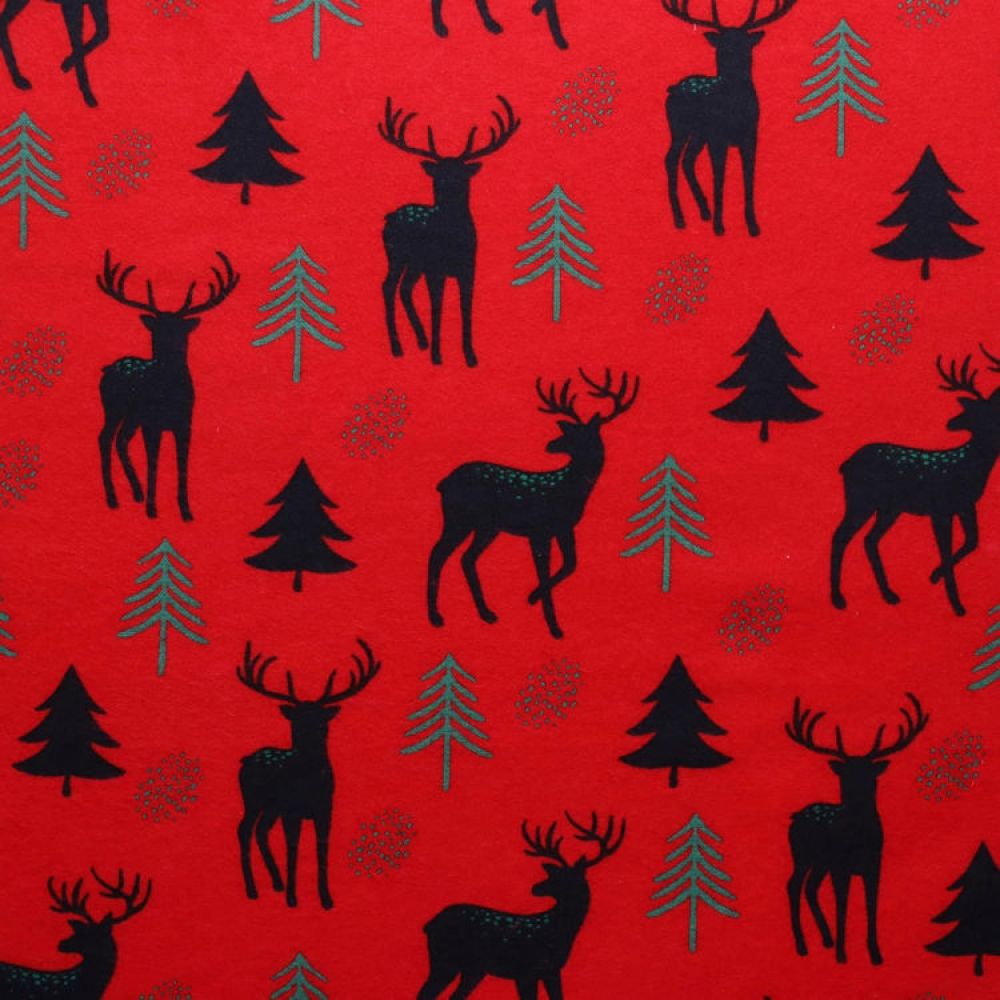 45" Snuggy Flannel Deer Tree Fabric | Marshall Dry Goods