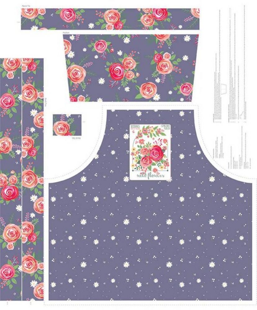 45" Riley Blake Poppy & Posey Apron Panel Fabric | Marshall Dry Goods