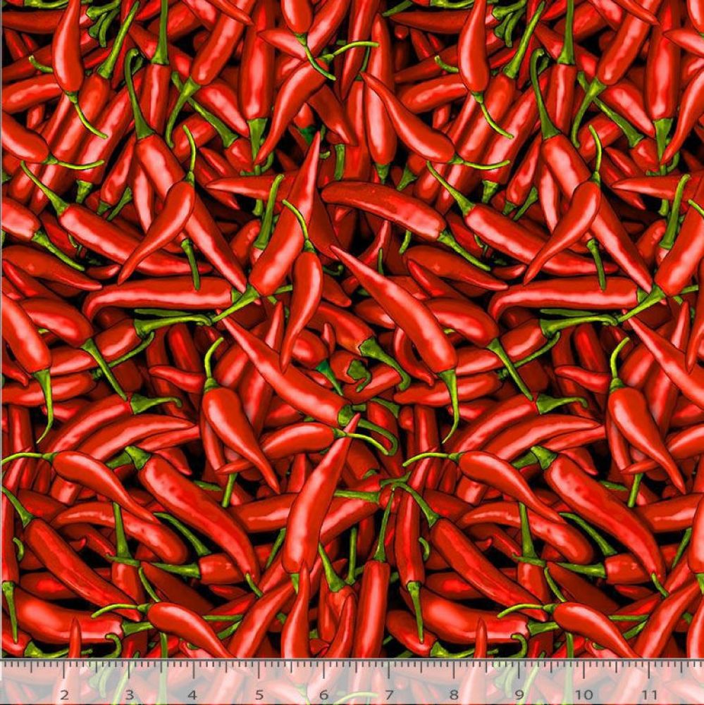 45" Timeless Treasures Hot Red Chili Peppers Fabric | Marshall Dry Goods