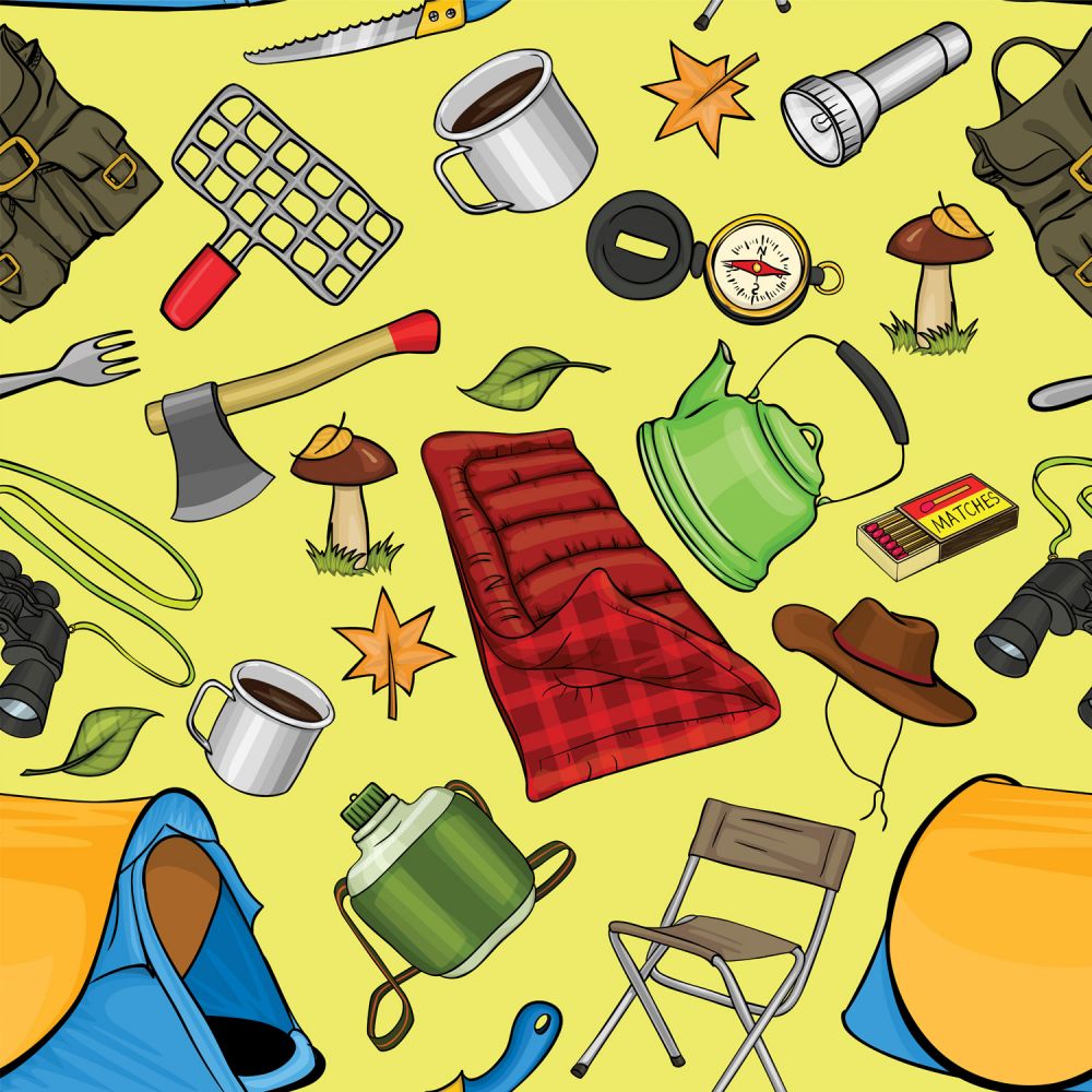 Bolt 45" Lets Go Camping Allover Digital $3.95 Yd 15 Yards Fabric ...