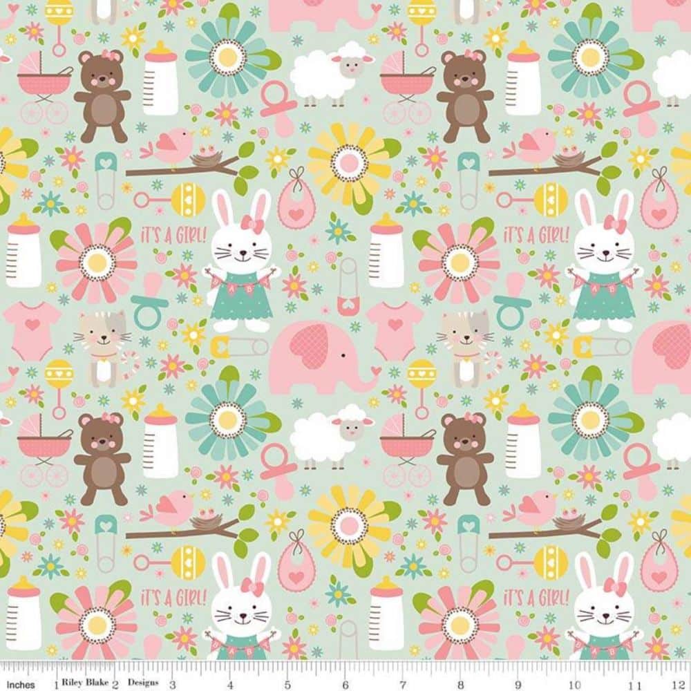 45" Riley Blake Sweet Baby Girl Flannel Fabric | Marshall Dry Goods
