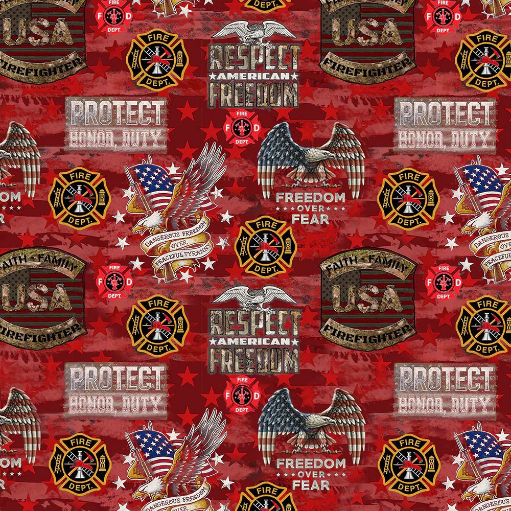 45" Firefighter Camo Flag Fabric | Marshall Dry Goods