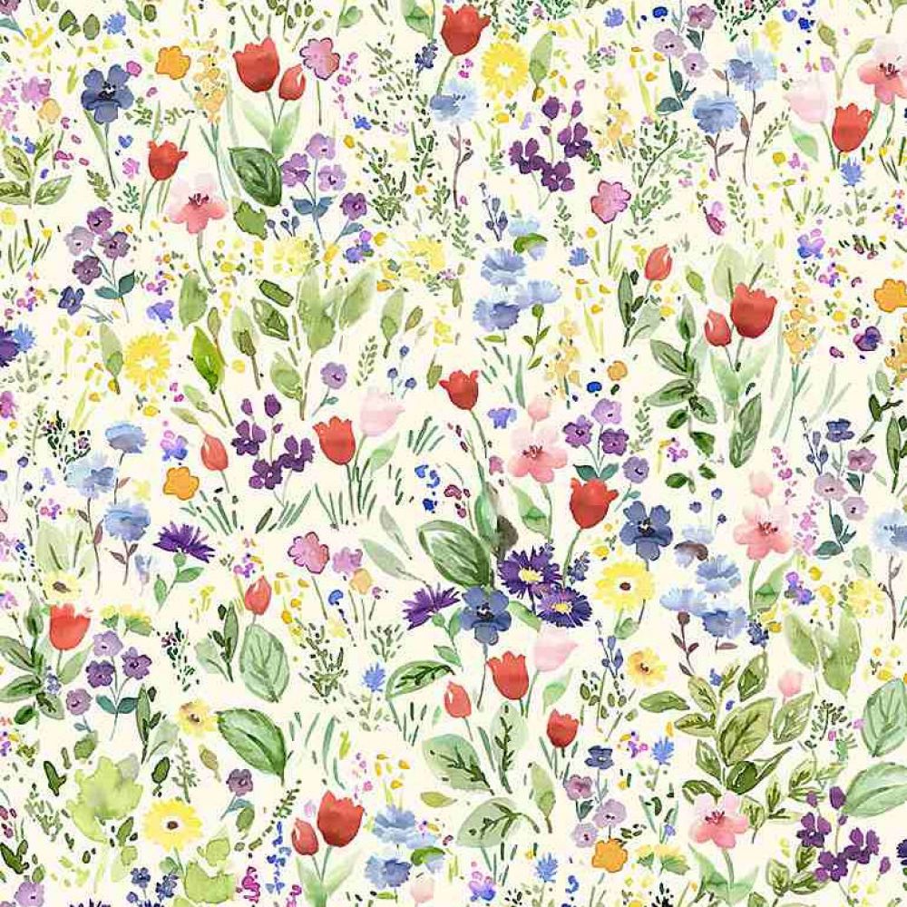 45" Timeless Treasures Watercolor Field Of Flowers Fabric | Marshall ...