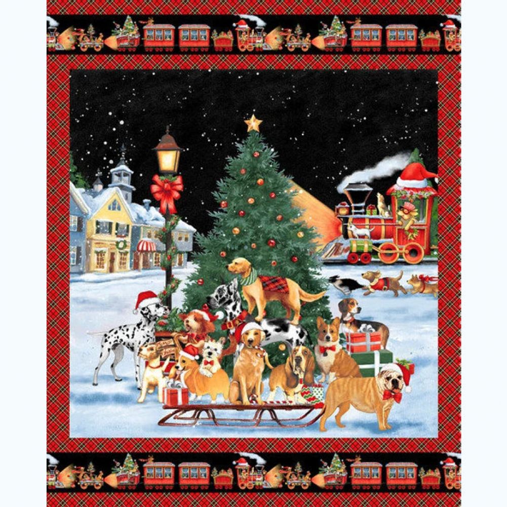 45" Studio E Fabrics Snow Dog Express 36" Panel Fabric | Marshall Dry Goods