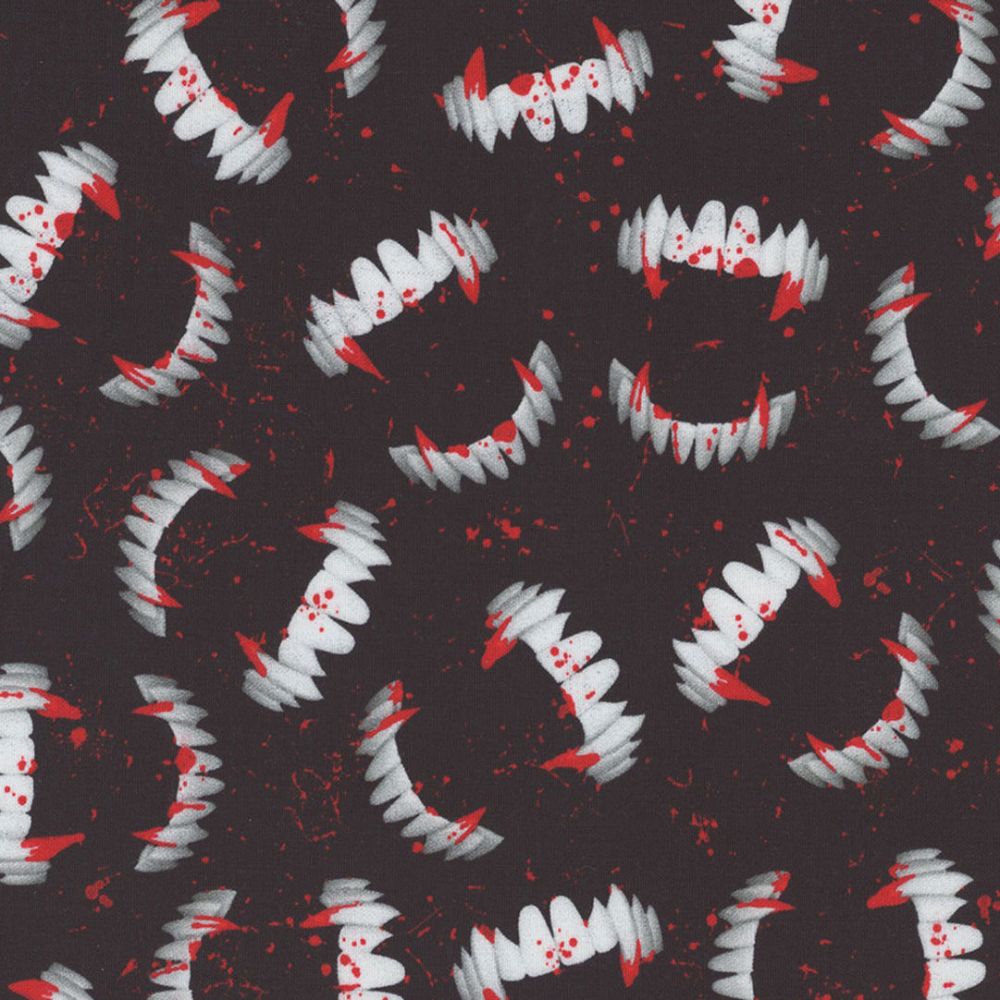 45" Timeless Treasures Wicked Bloody Vampire Fangs Fabric | Marshall ...