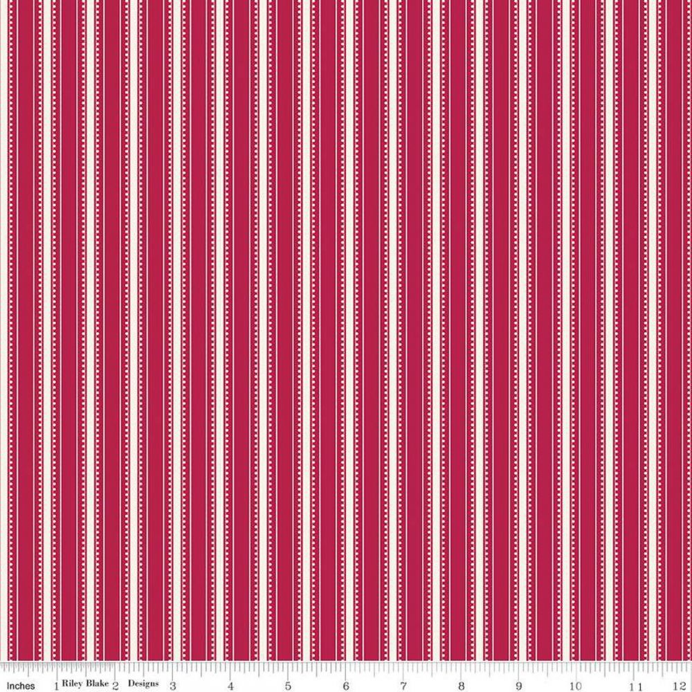 45" Riley Blake Heirloom Red Stripe Fabric | Marshall Dry Goods
