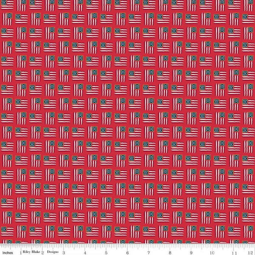 45" Riley Blake Sweet Freedom Flags Sparkle Fabric | Marshall Dry Goods
