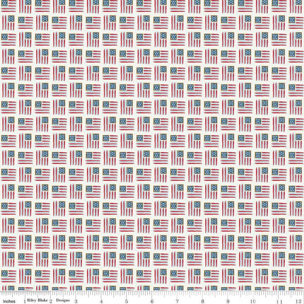 45" Riley Blake Sweet Freedom Flags Sparkle Fabric | Marshall Dry Goods