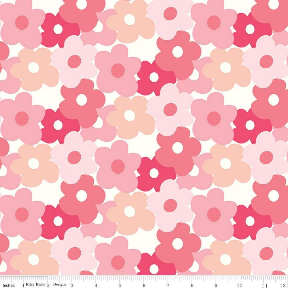45" Riley Blake Flower Power Flannel Fabric | Marshall Dry Goods