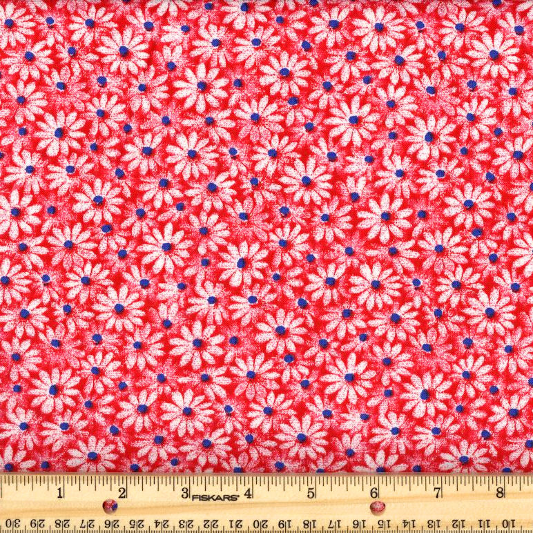45" Crazy Daizy Poppy Red Fabric | Marshall Dry Goods