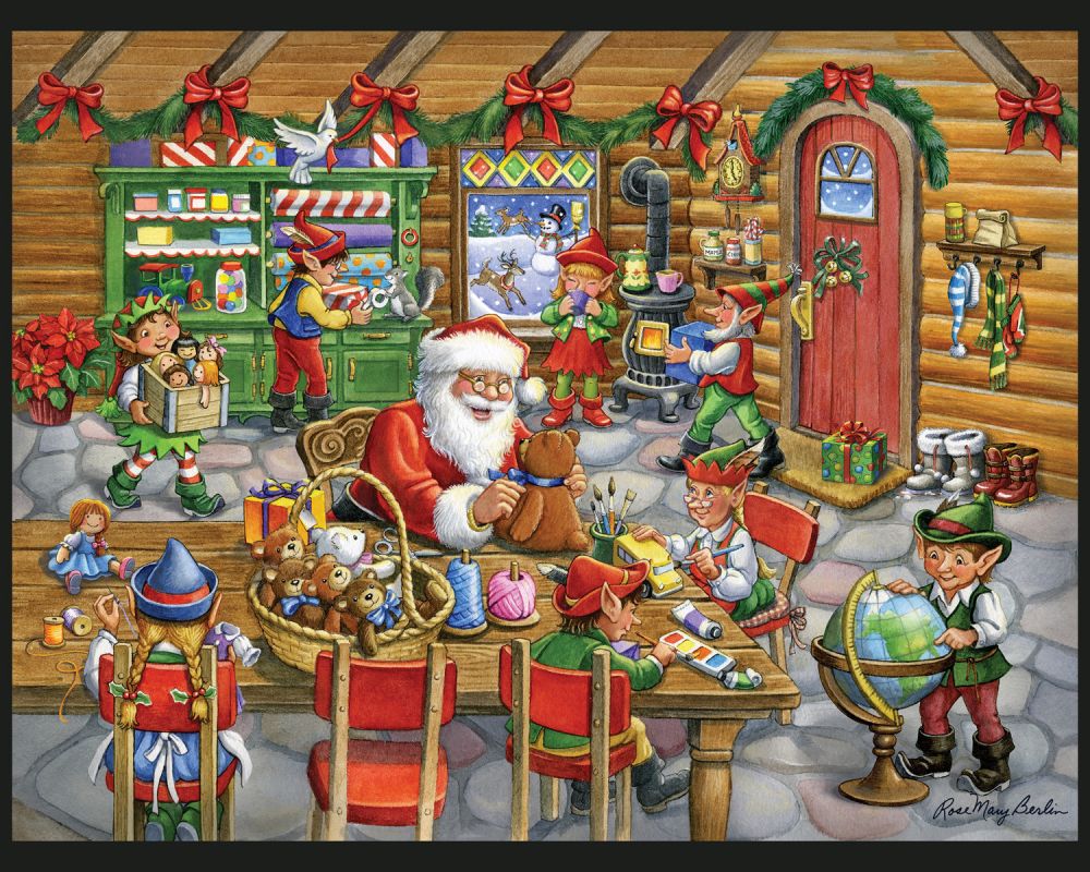 45" MDG Santa's Toy Shop Panel Fabric | Marshall Dry Goods