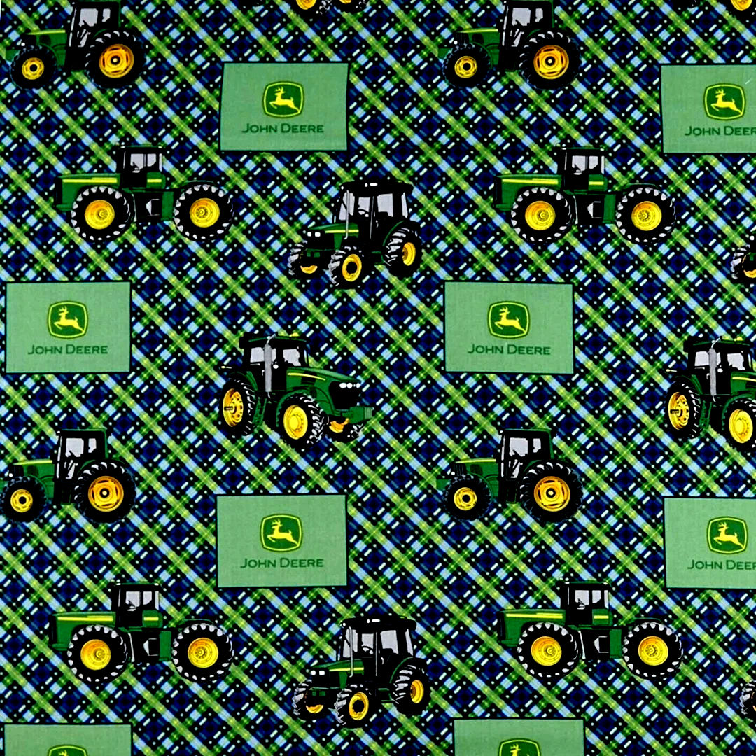 108" John Deere Blue Diagonal Plaid Wide Backing | Marshall Dry Goods